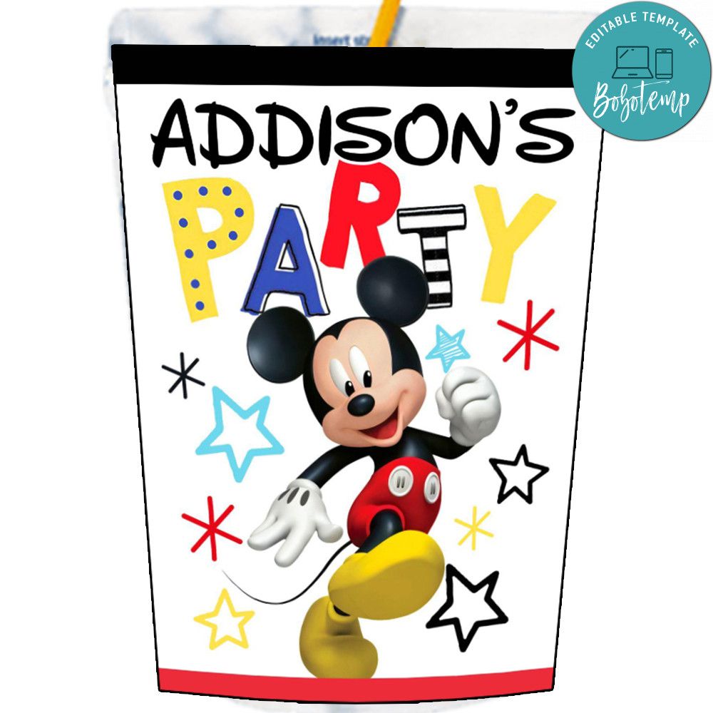 Disney Mickey Mouse Capri Sun Labels Digital File Printable Bobotemp