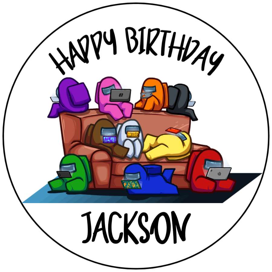 Among Us Printed Happy Birthday Sticker Sheets | Bobotemp