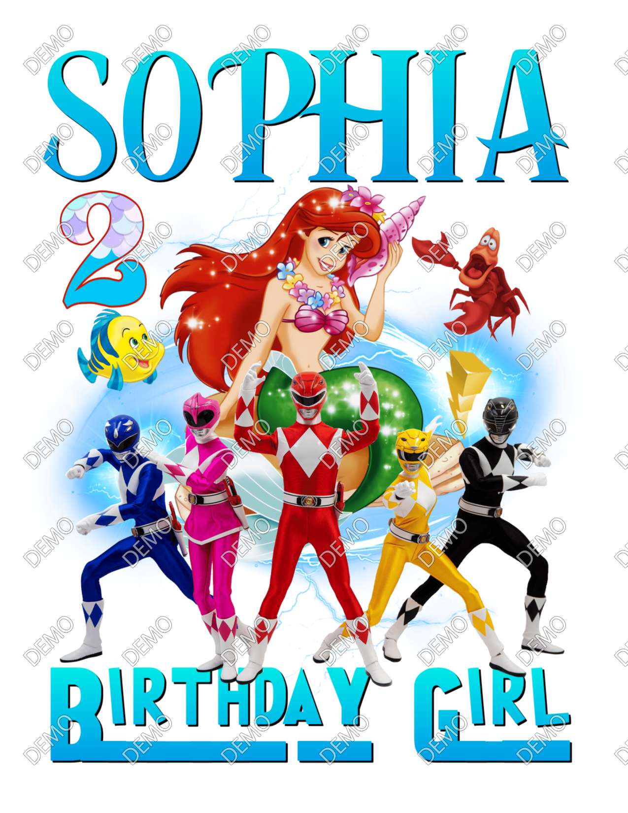 Power Rangers and Mermaid Family Birthday T-Shirt | Bobotemp