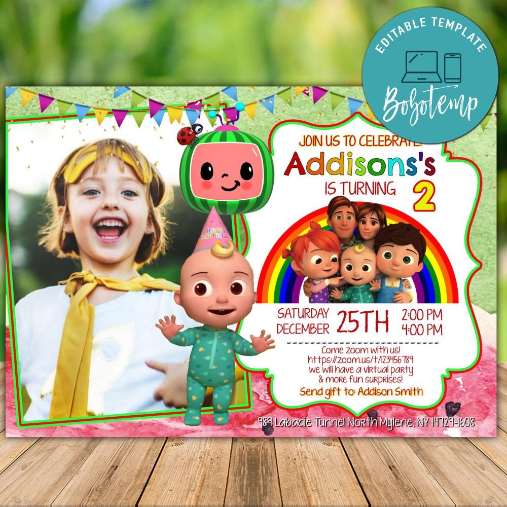 Blank Cocomelon Invitation Template Free