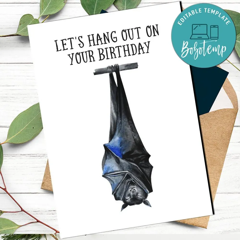 Let's hang out on your birthday Bat Halloween Birthday Card DIY | Bobotemp
