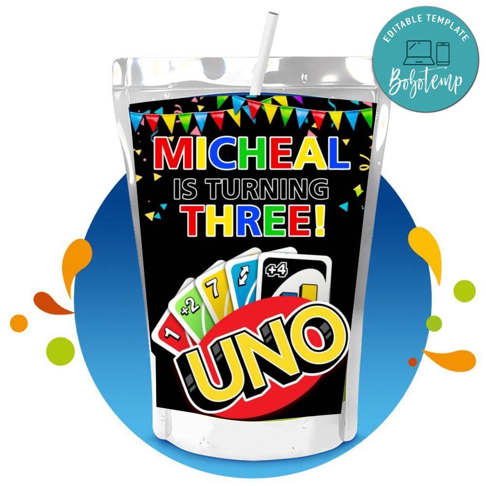 Uno Capri Sun Birthday Labels Digital File Printable | Bobotemp
