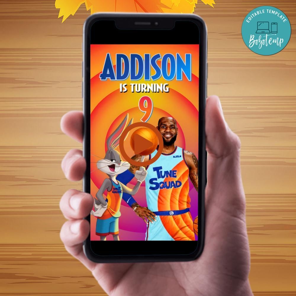 New Space Jam 2 Video Invitation Digital Template Customizable | Bobotemp