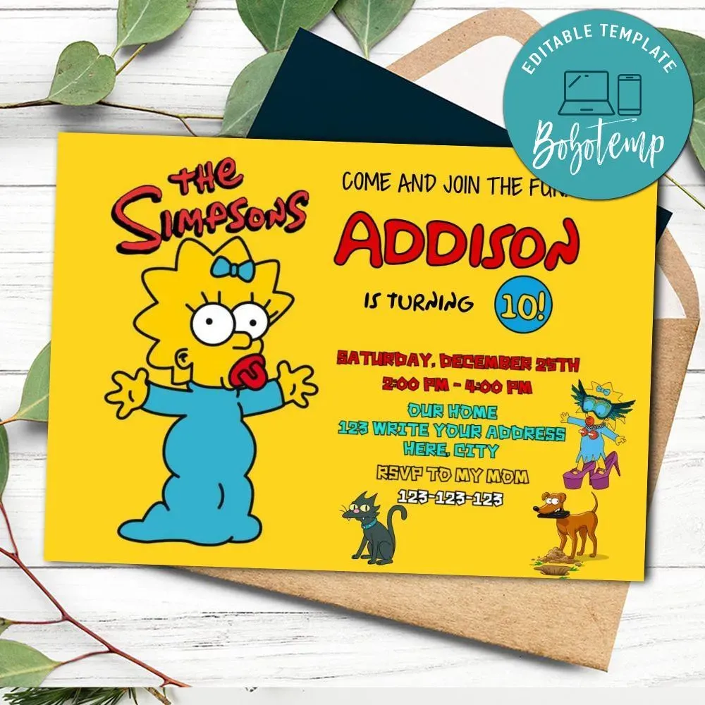 The Maggie Simpsons Invitation Template to Print at Home | Bobotemp