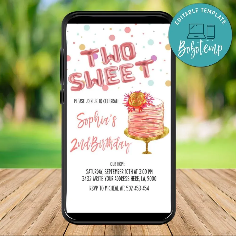 Mobile Two Sweet Electronic Invite Invitation Template Instant Download ...