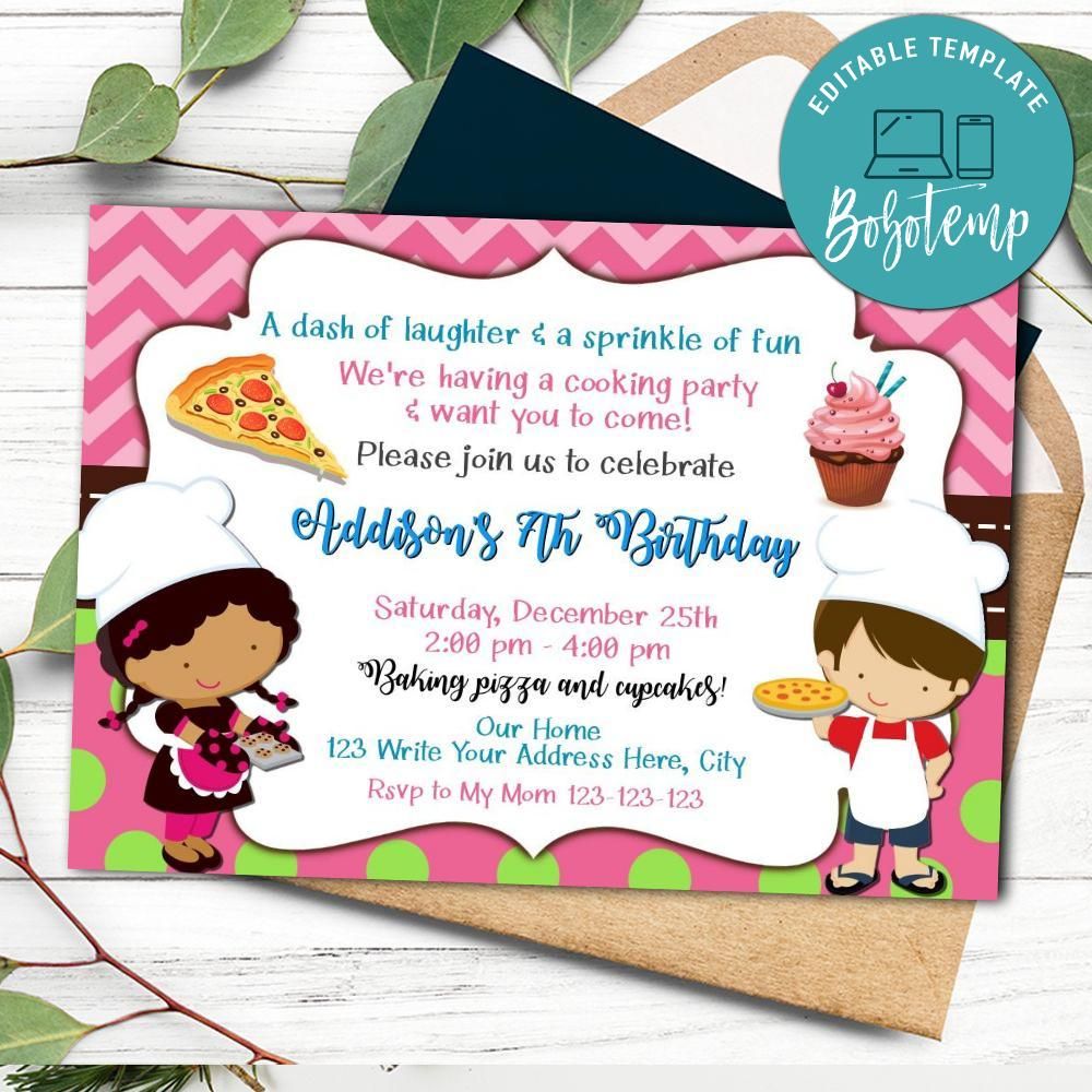 Cooking Invitation Template Instant Download | Bobotemp