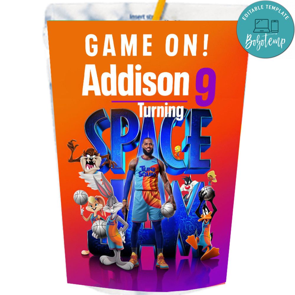 Space Jam 2 Capri Sun Labels Digital File Printable | Sportspartydesign