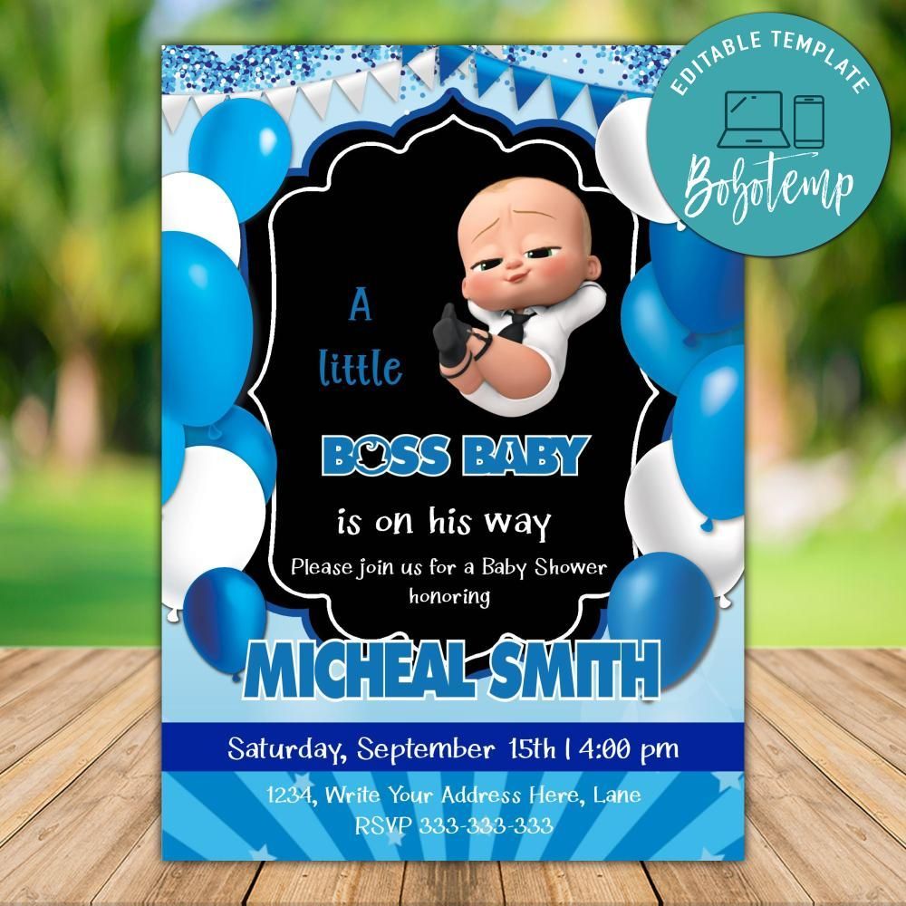 Printable Boss Baby Baby Shower Invitation Instant Download 