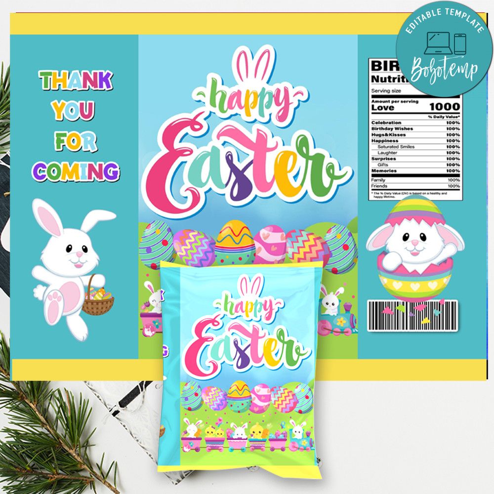 Happy Easter Chip Bag Digital File Printable DIY | Bobotemp