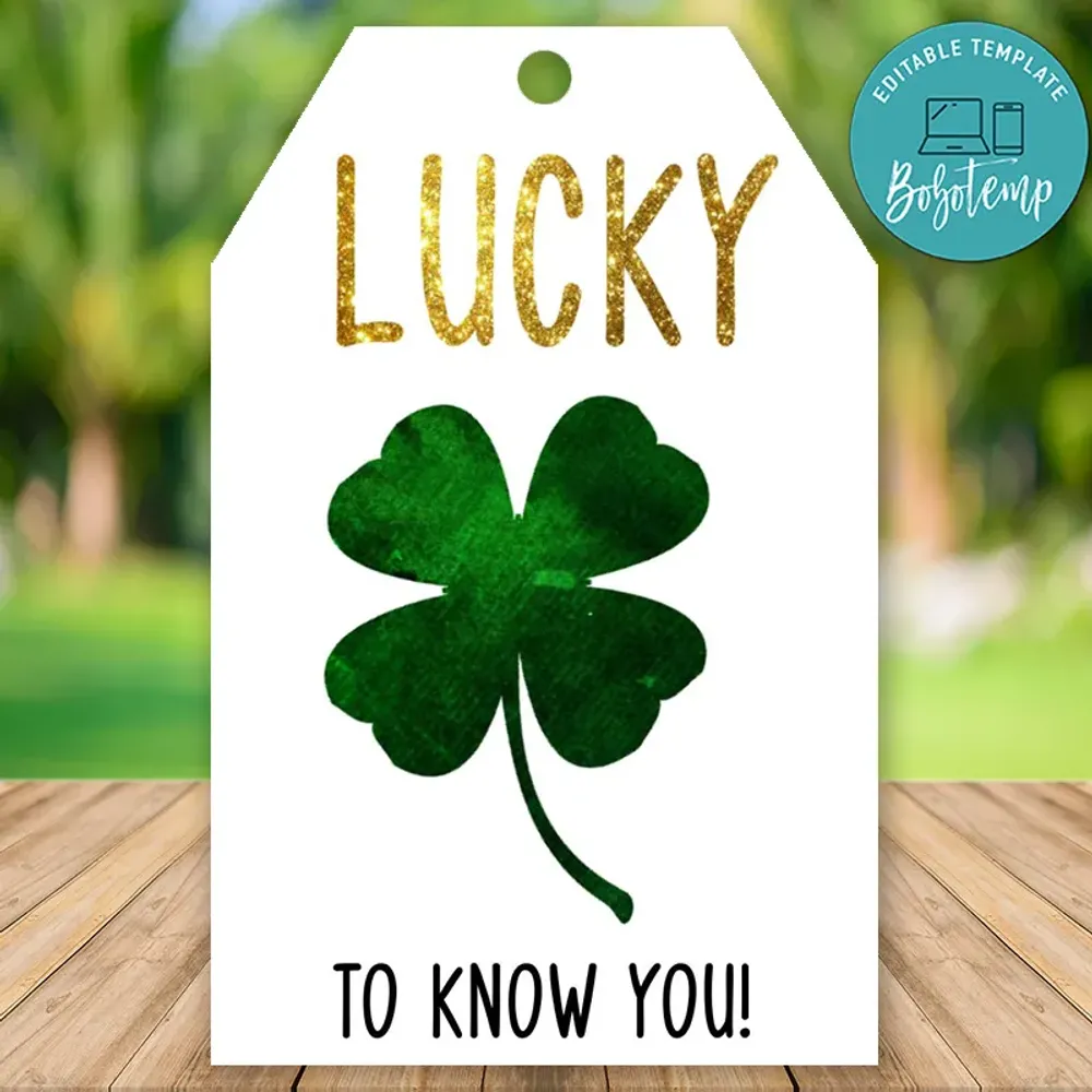Editable St. Patricks Day Favor Tags Instant Download | Bobotemp