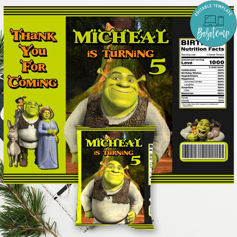 Shrek Chip Bag Digital File Printable DIY | Bobotemp