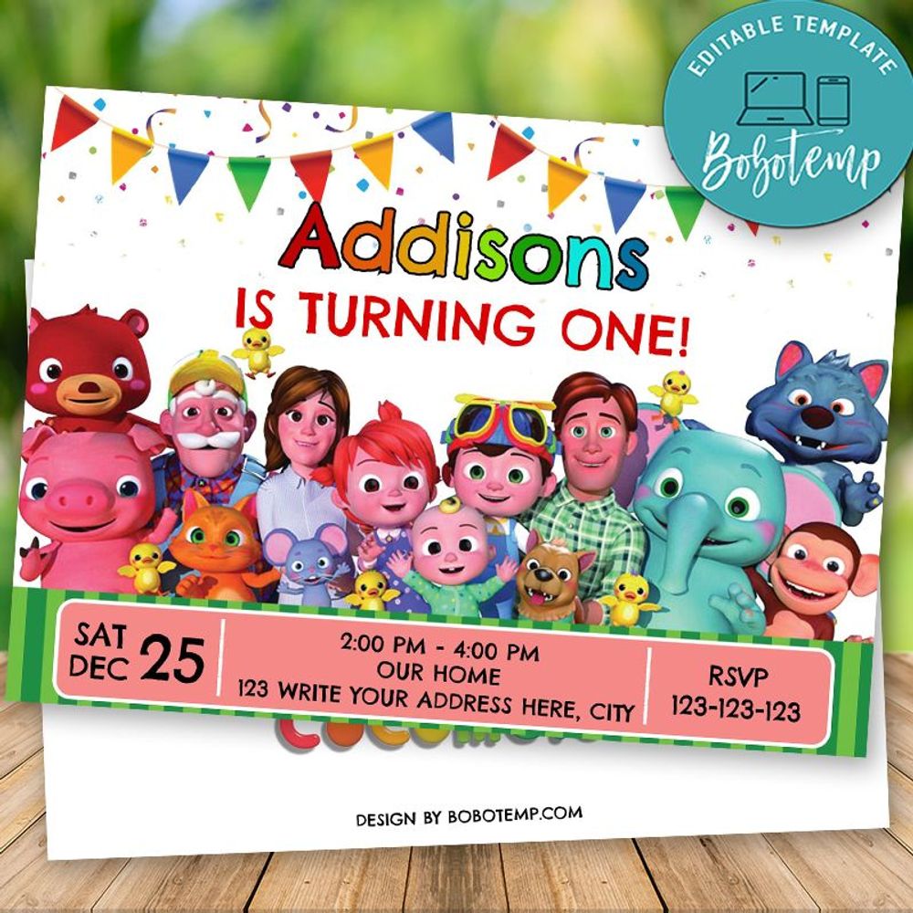 Editable Blank Cocomelon Invitation Template Free Invitation Jurassic 