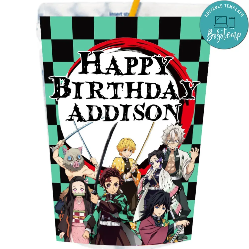 Demon slayer Capri Sun Labels Digital File Printable | Bobotemp