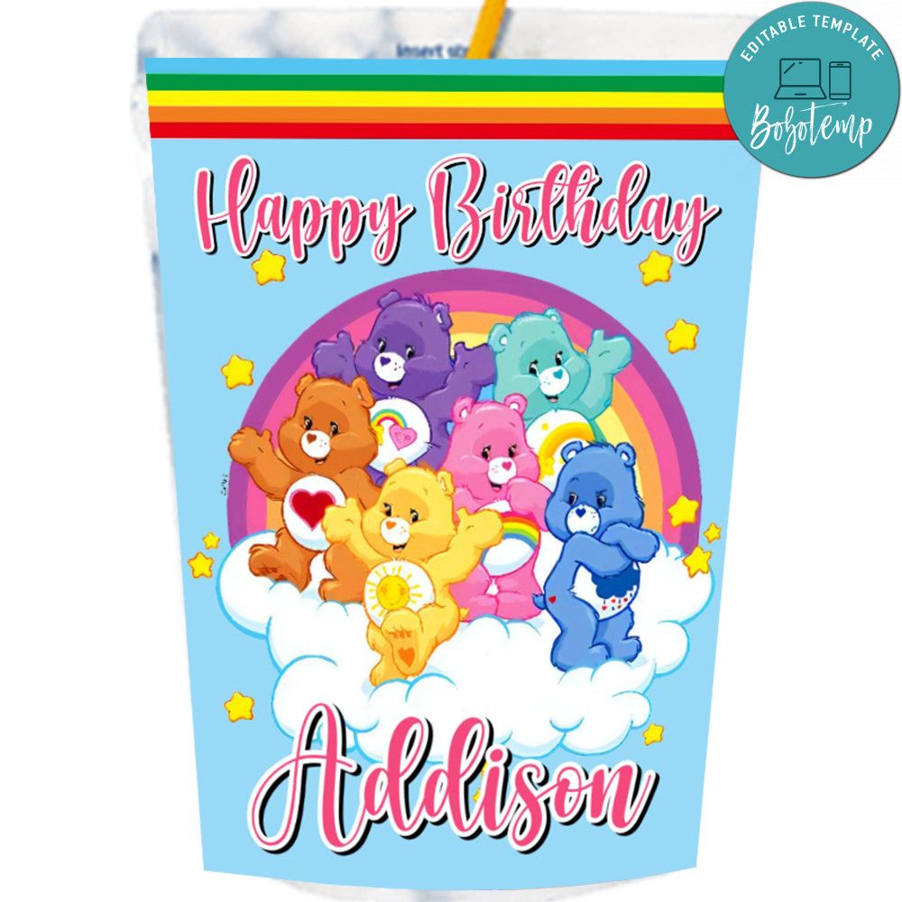 Care Bears Capri Sun Labels Digital File Printable | Bobotemp