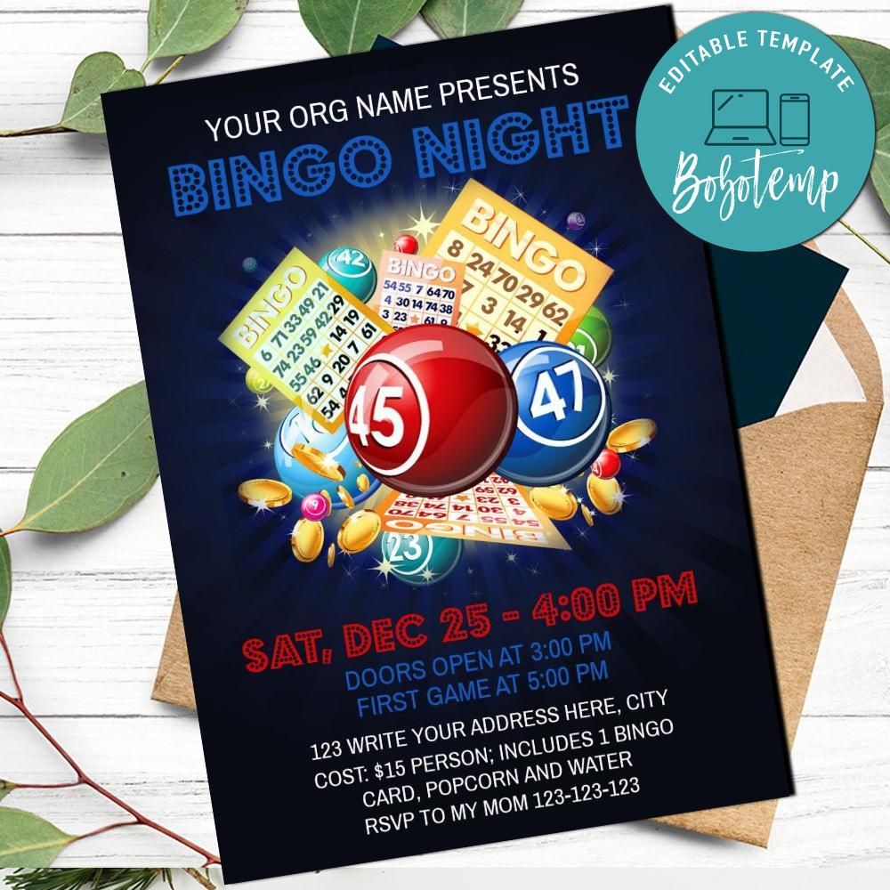 Bingo Night Party Invitation Customizable Template Createpartylabels