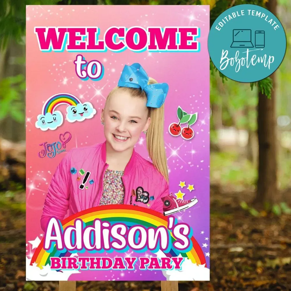 Jojo Siwa Birthday Welcome Sign Digital File Printable | Bobotemp