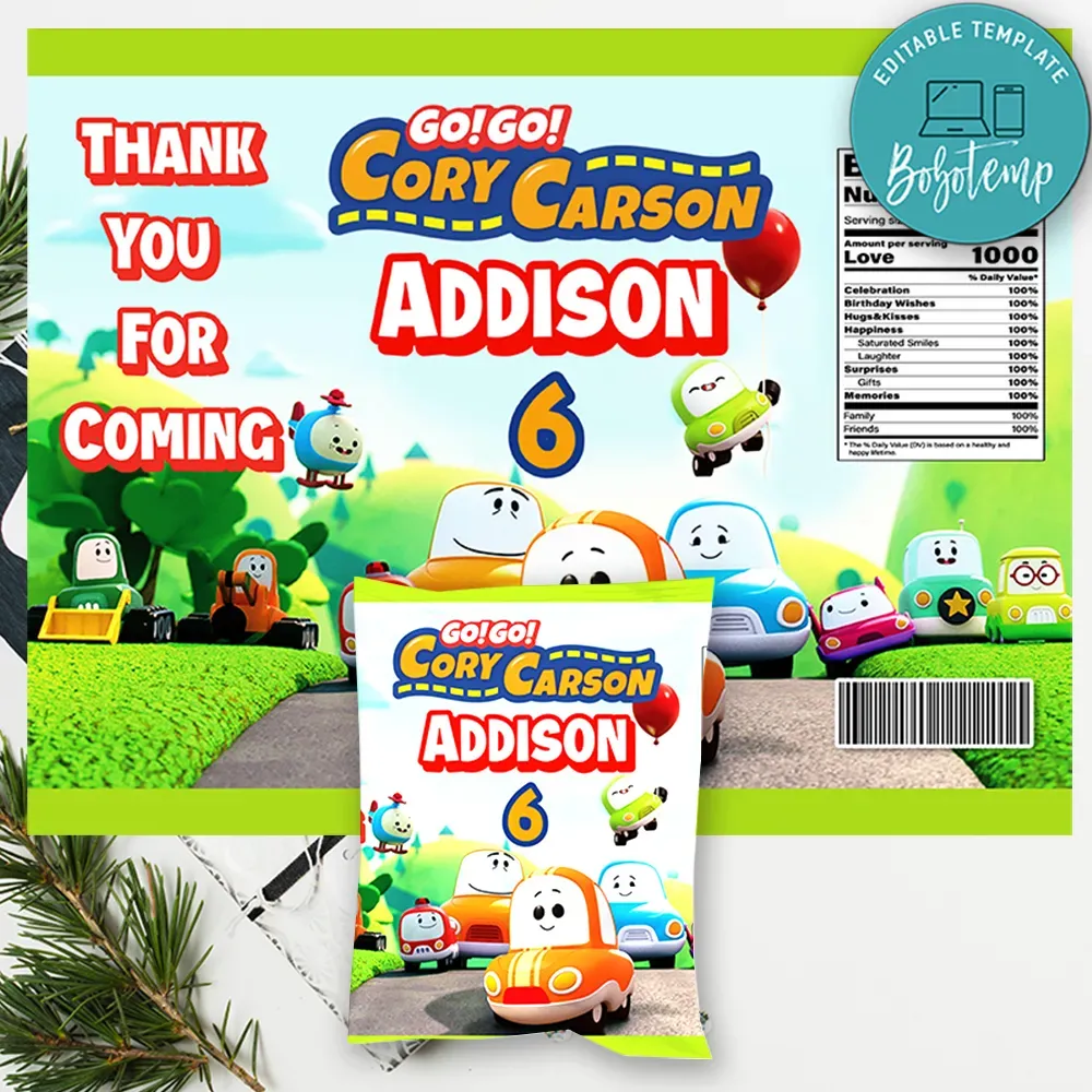 Go go cory carson Birthday Chip Bag Digital File Printable DIY | Bobotemp