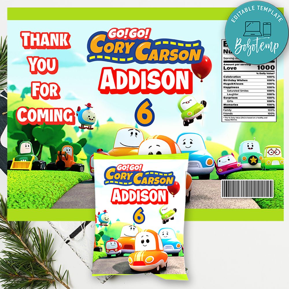 Go go cory carson Birthday Chip Bag Digital File Printable DIY | Bobotemp