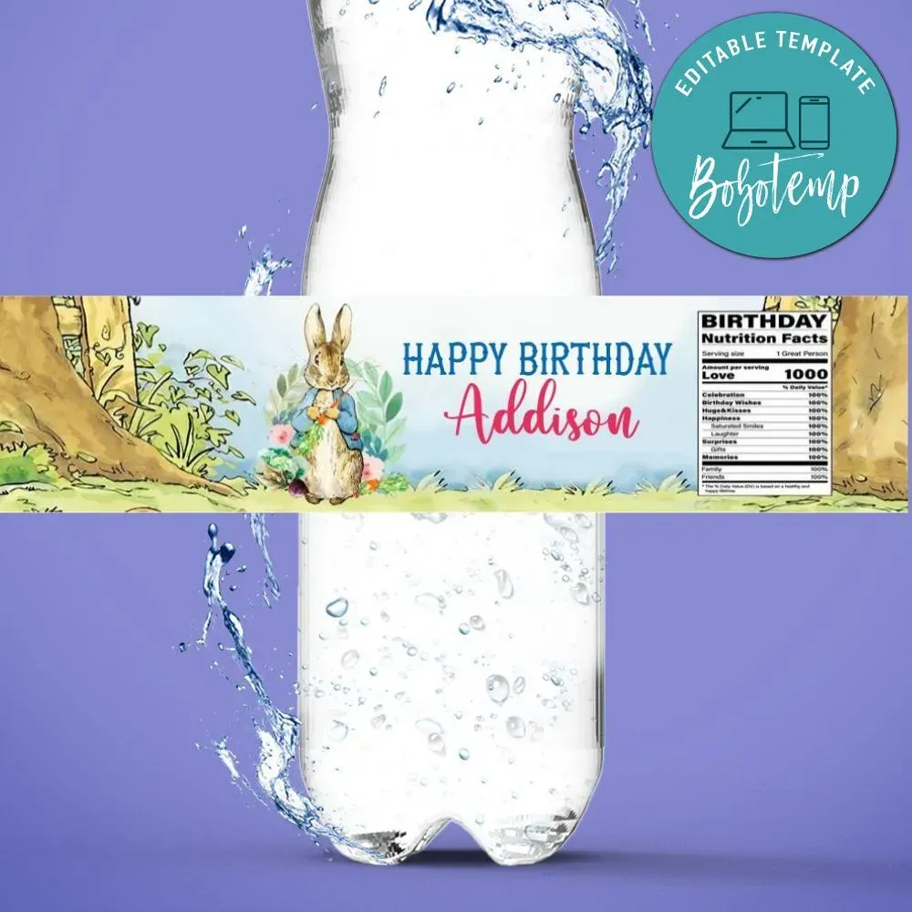 Peter Rabbit Water Bottle Label Template DIY | Bobotemp