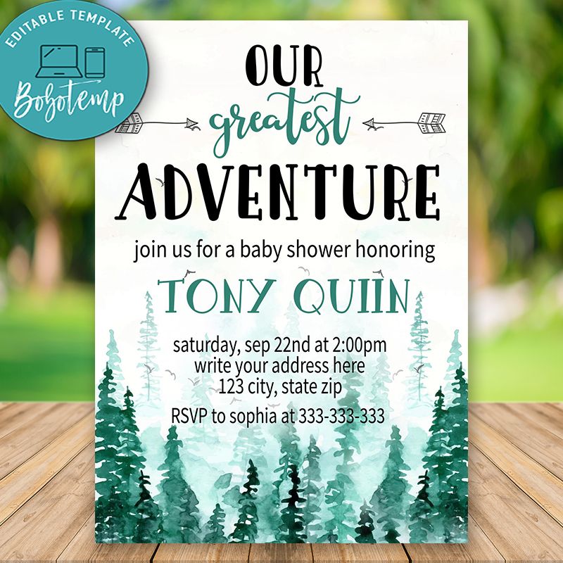 Adventure Boy Baby Shower Invitations Template