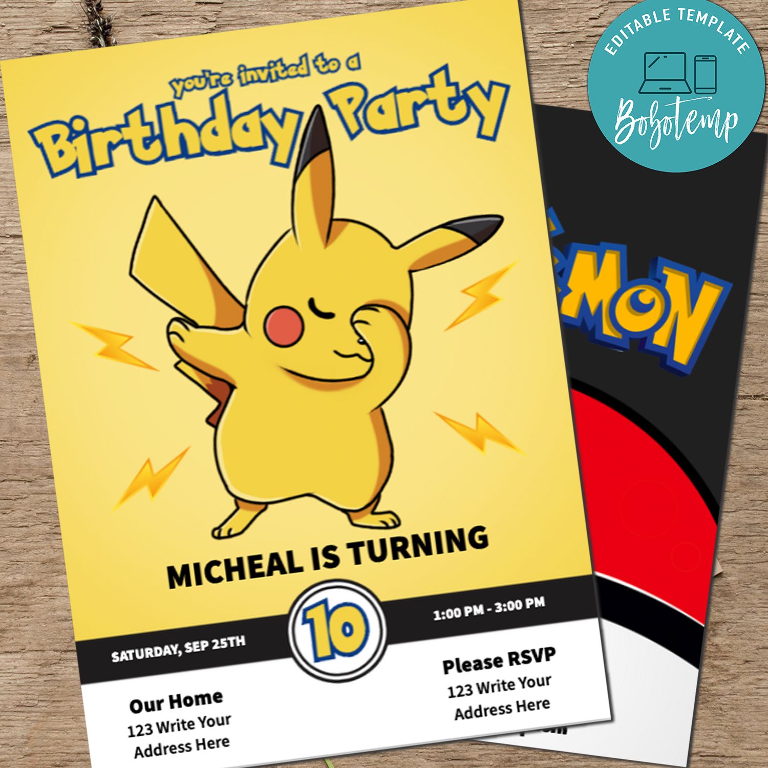 Pokemon Pikachu Birthday Invitation Printable Createpartylabels