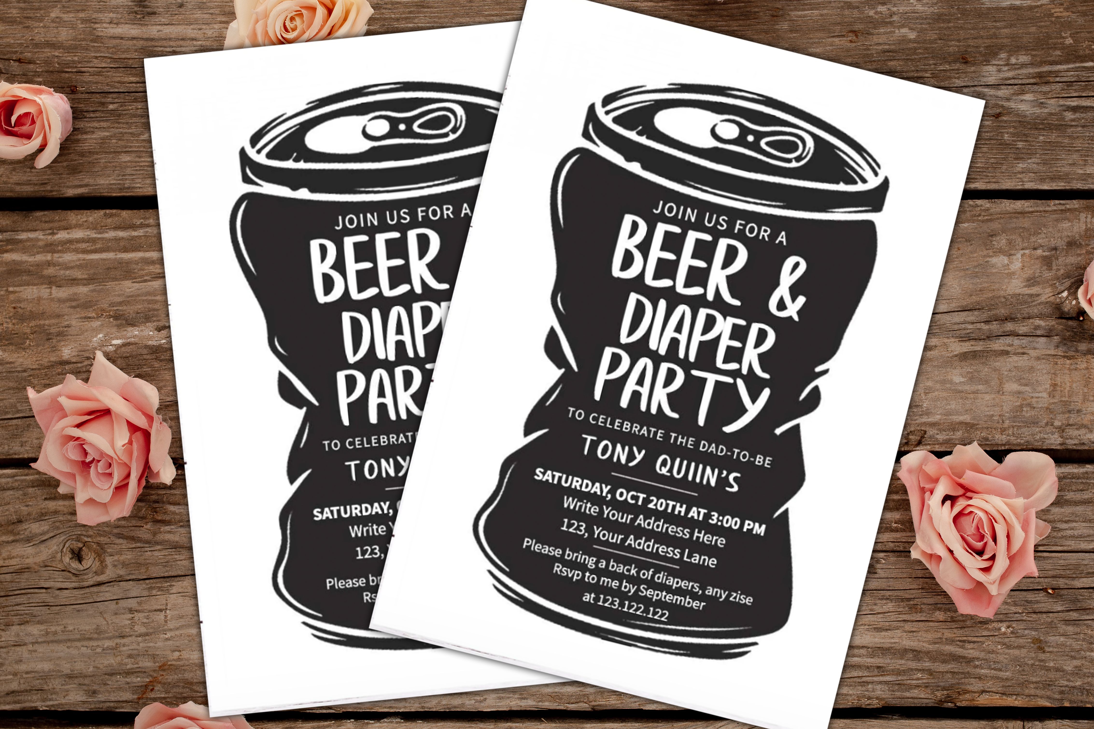 Beer And Diaper Party Invitations