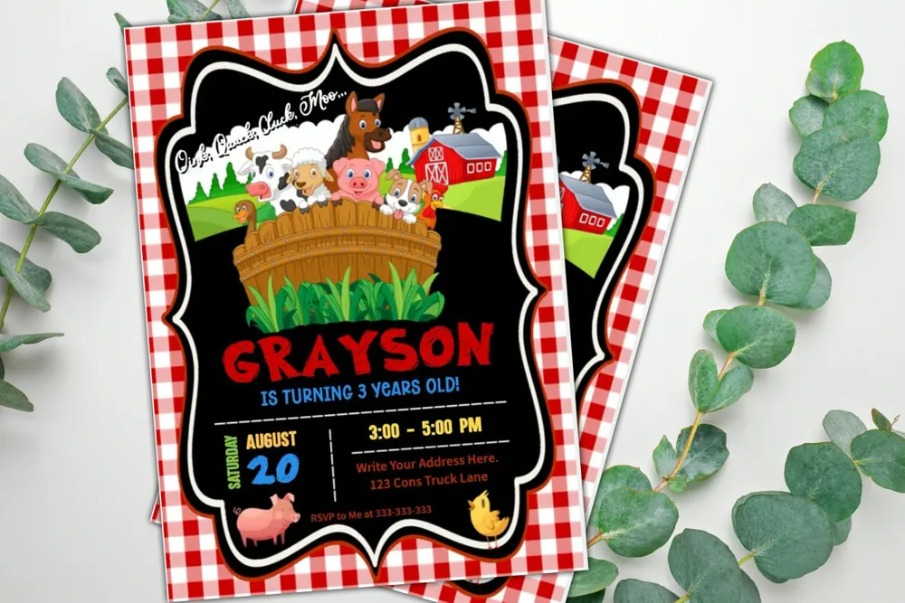 Editable Barnyard Party Flyer Instant Download | Bobotemp