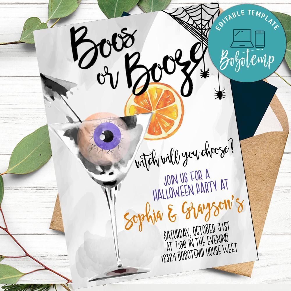 Boos And Booze Invitation Customizable Template Instant Download Bobotemp