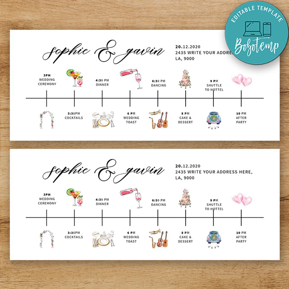 Wedding shuttle schedule template | Honestweddingadvice.com