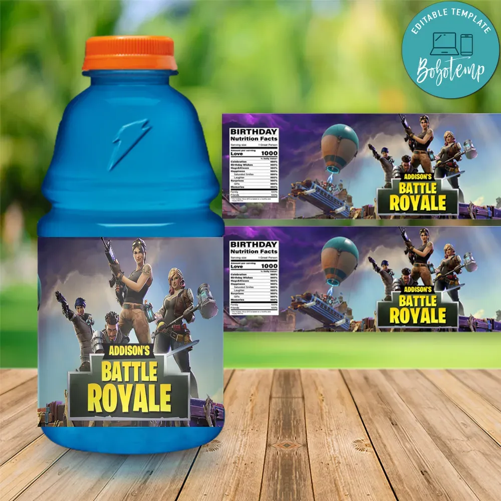Gamer Birthday Gatorade Label Template to Print at Home DIY | Bobotemp