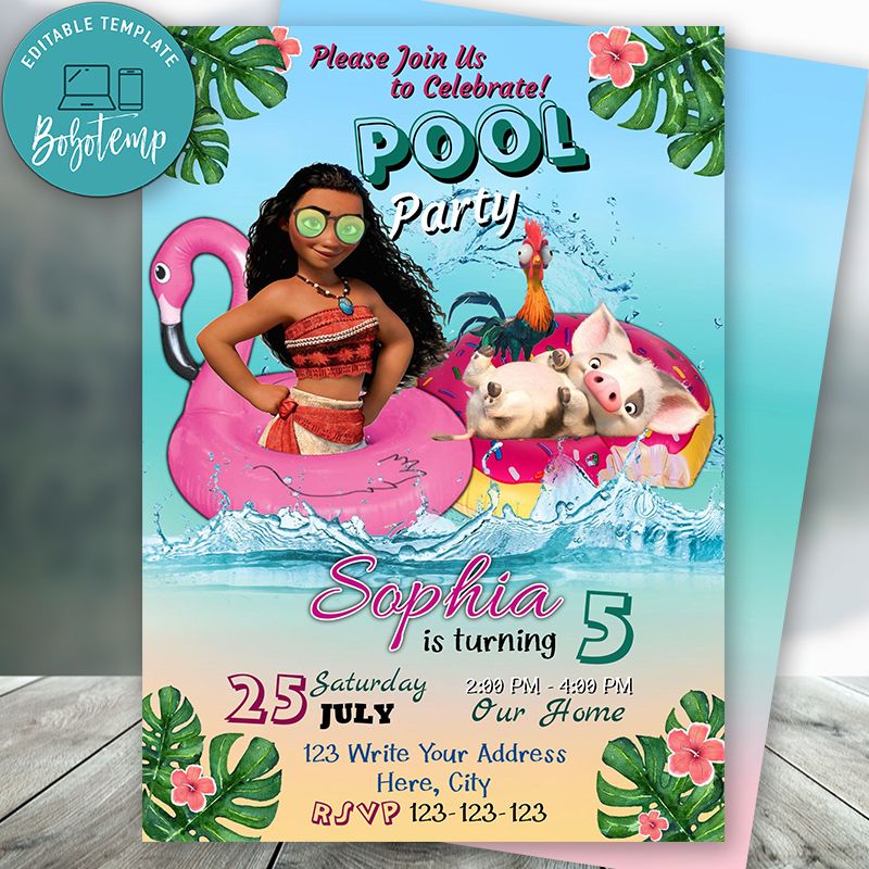 Princess Pool Party Invitation Template