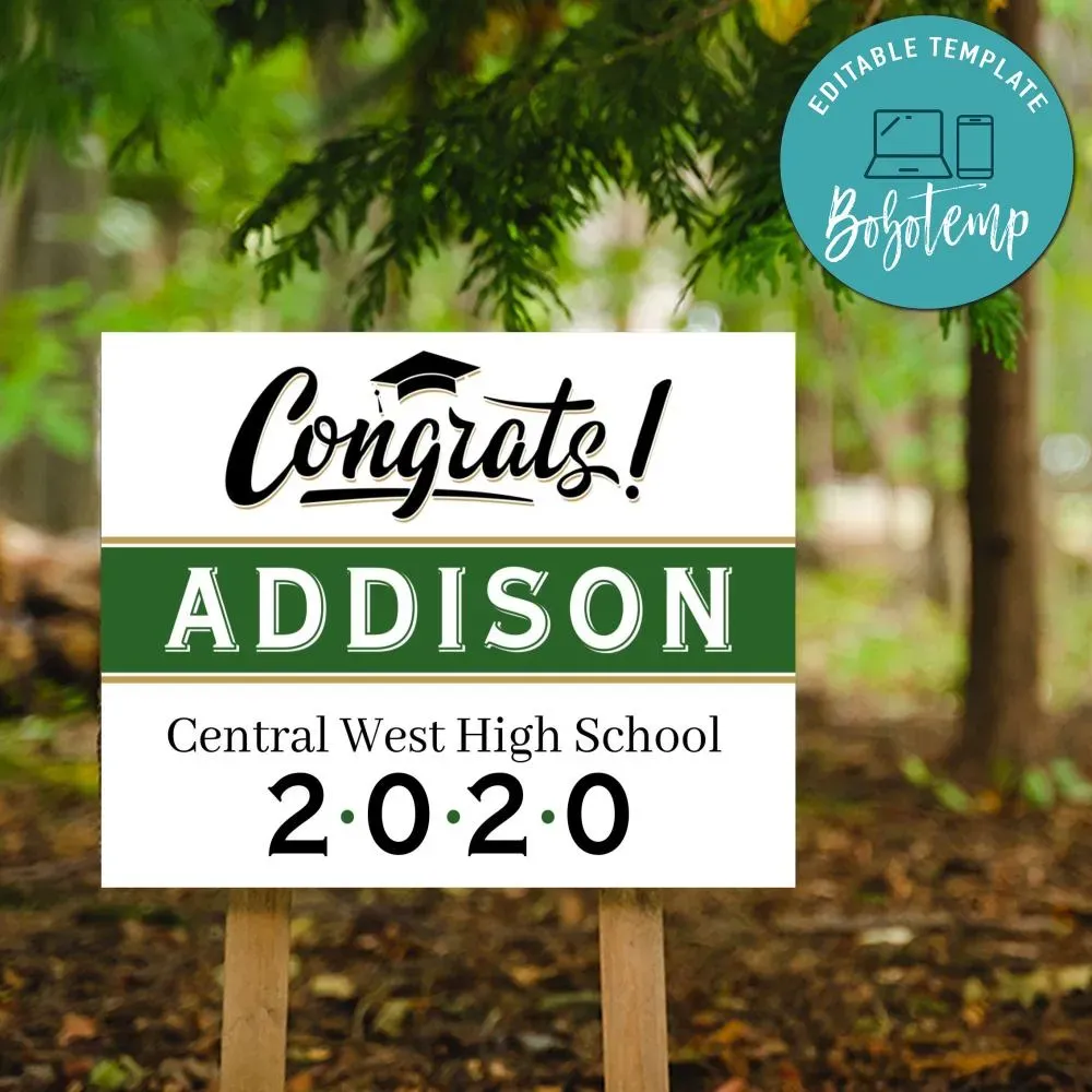 Printable Senior Graduation Class of 2020 Yard Sign DIY | Bobotemp