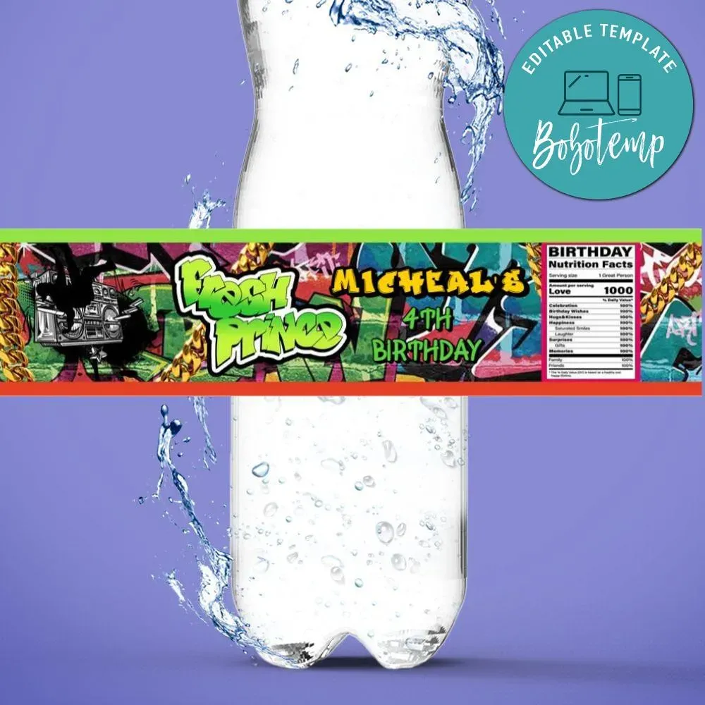 The fresh prince of Bel Air Water Bottle Label Template | Bobotemp