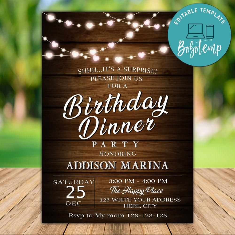 Invitaci n De Cena Sorpresa De Cumplea os Para Imprimir Descarga 