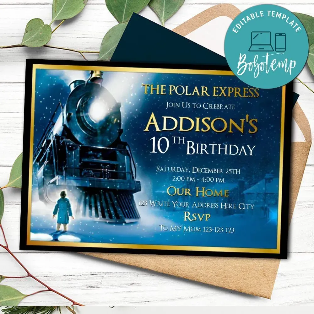 Polar Express Pajama Invitation Customizable Template | Bobotemp