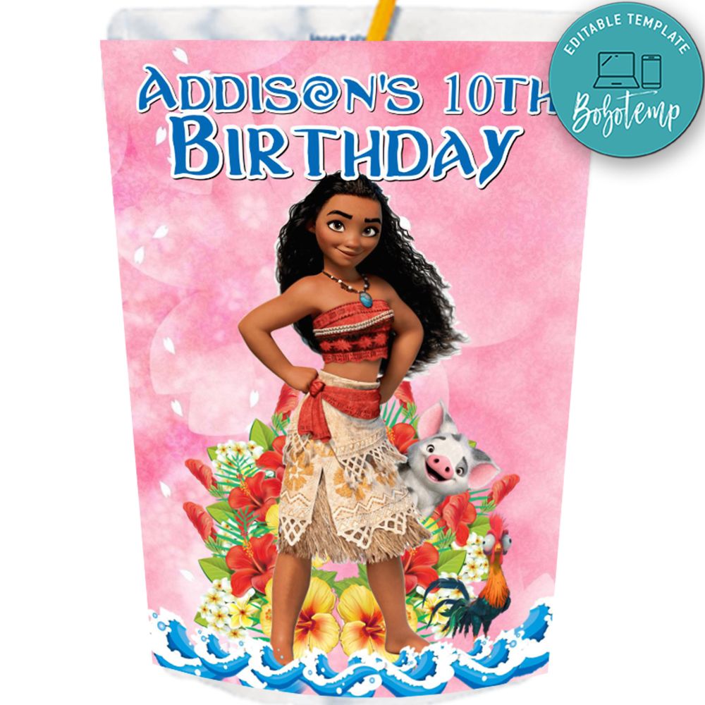 Moana Juice Pouch Label Digital File Printable DIY | Sportspartydesign
