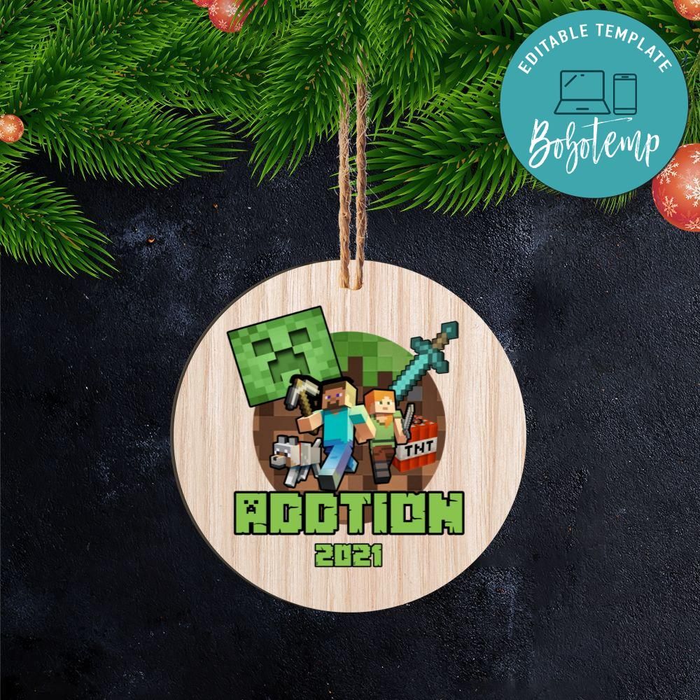Minecraft Christmas Wood Ornament Gift | Bobotemp
