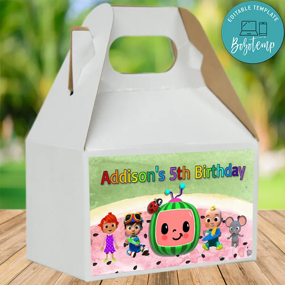 Cocomelon Gable Boxes Label Template to Print at Home | Bobotemp