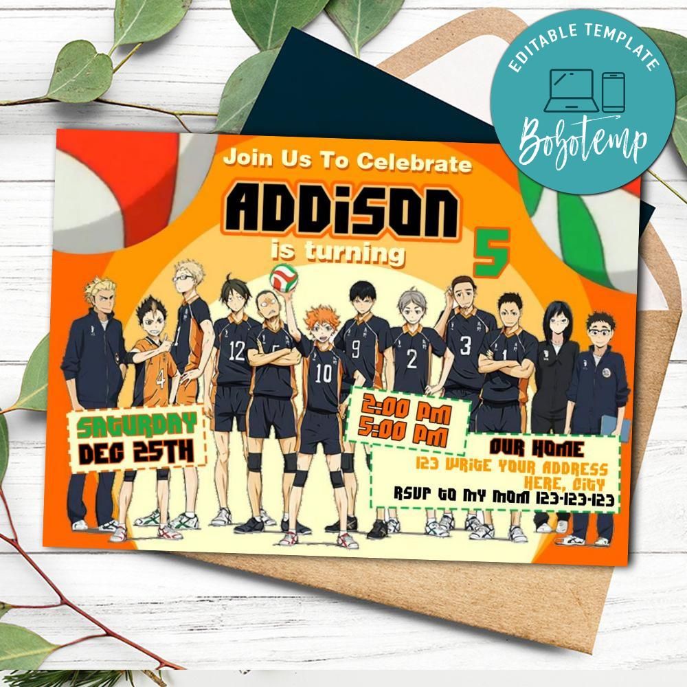 Haikyuu Volleyball Party Invite Haikyuu Birthday Invitation DIY Invite ...