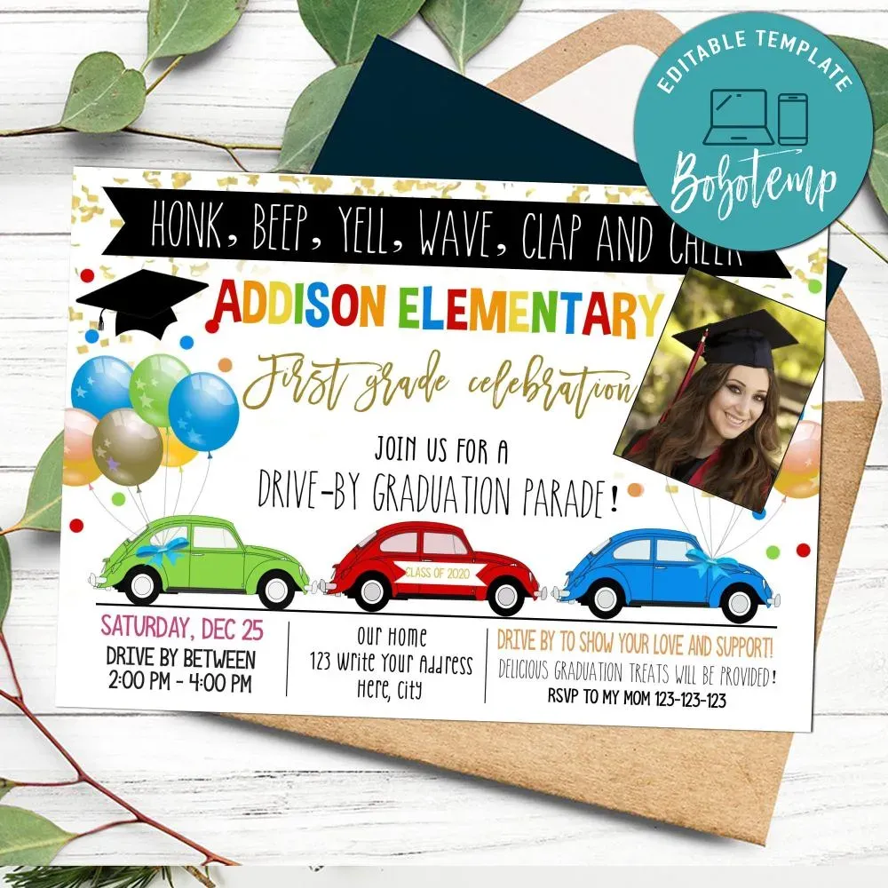 Printable Drive By Graduating Class of 2020 Invitation With Photo ...
