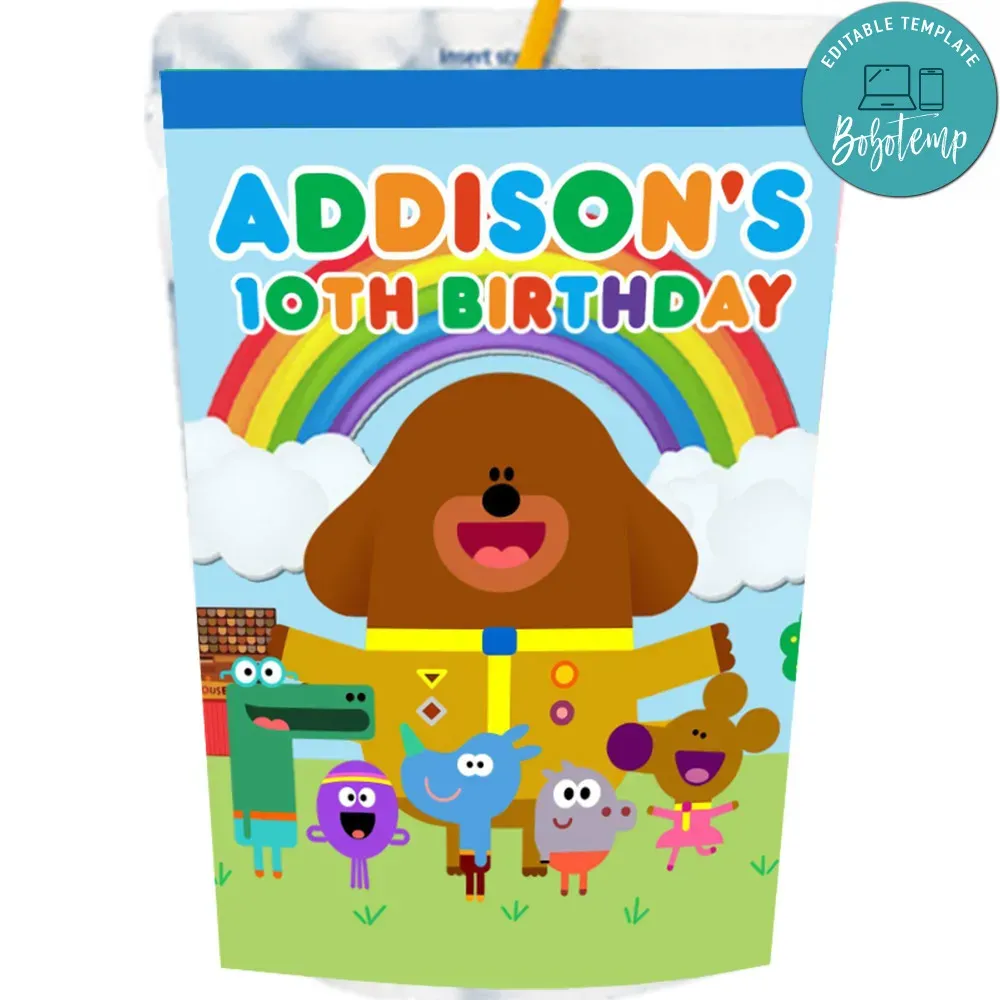 Hey duggee Capri Sun Birthday Labels Digital File Printable | Bobotemp