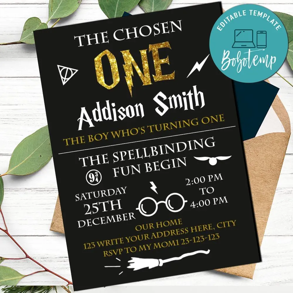 Wizard First Birthday Flyer Printable Instant Download | Bobotemp