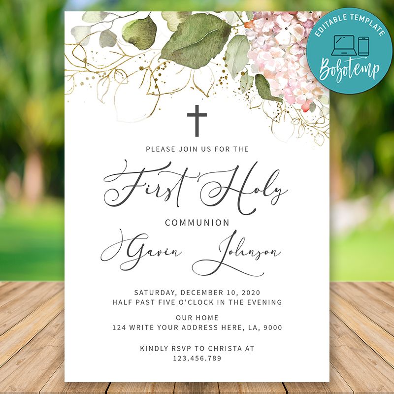 Editable Holy Communion Invitation Card Template