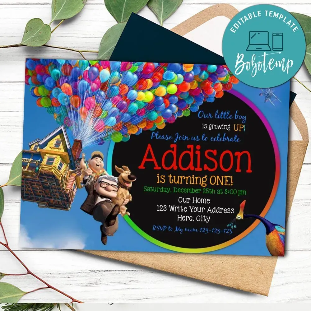 Up Birthday Invitation Template Instant Download | Bobotemp