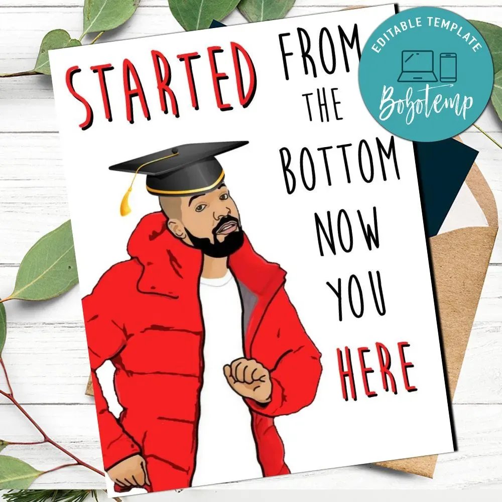 Drake Funny College Graduation Card to Print at Home DIY | Bobotemp