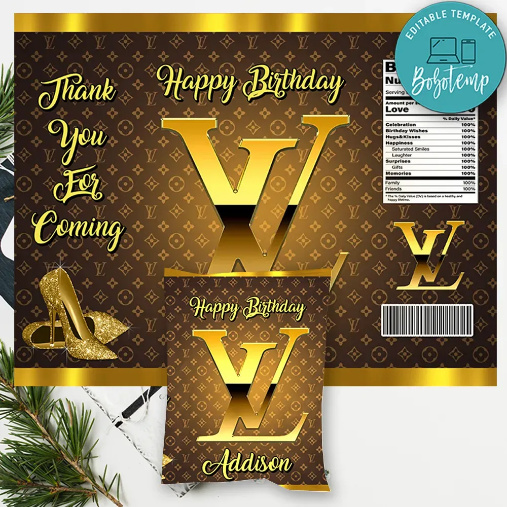Luxury Birthday Chip Bag Digital File Printable DIY | Bobotemp