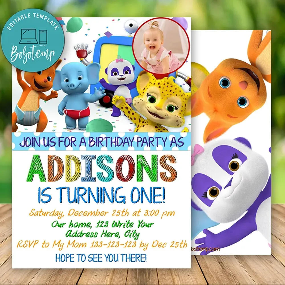 Editable Word Party Invitation With Photo For Boy Or Girl DIY | Bobotemp