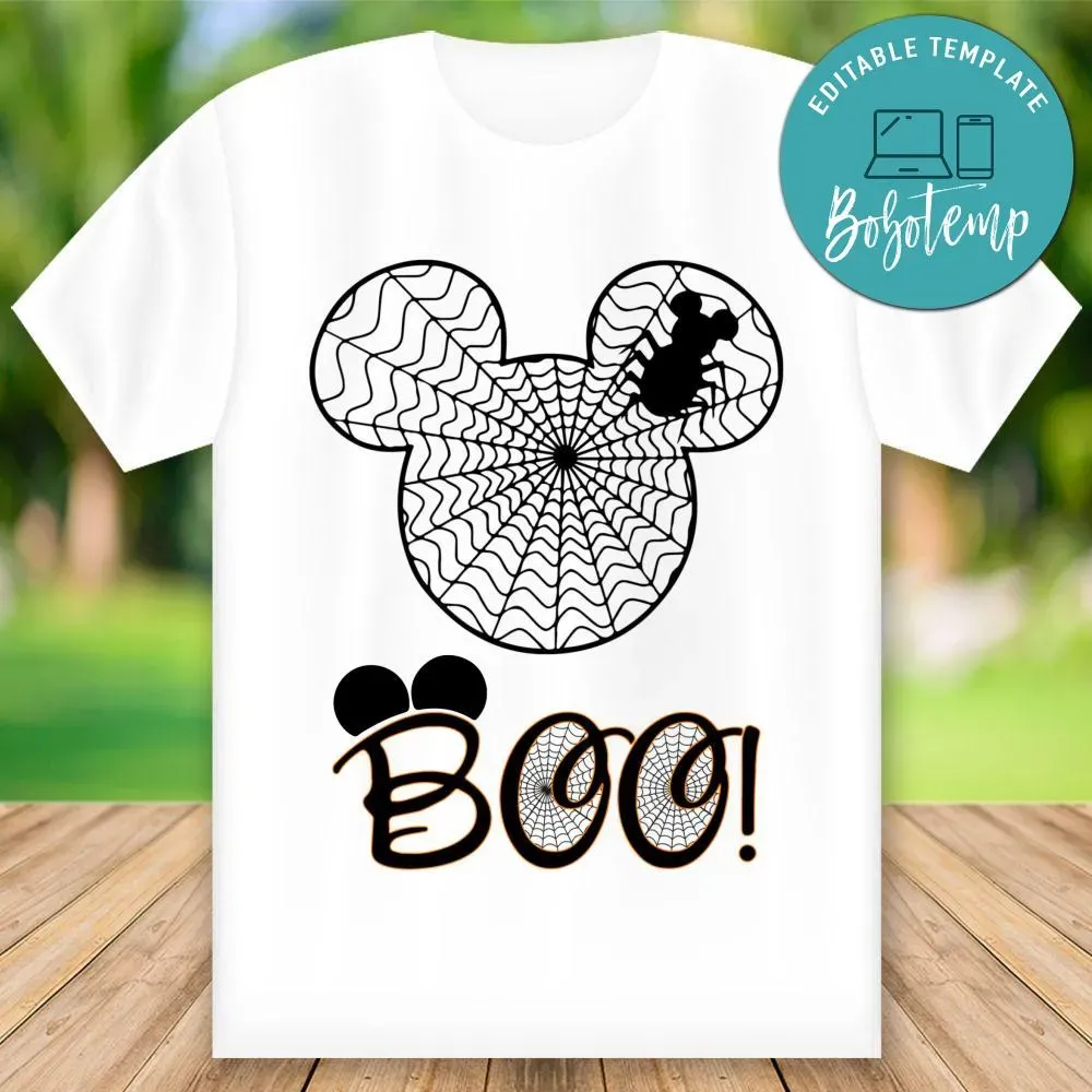 Mickey Mouse Spider Web Boo Shirt PNG File Template DIY | Bobotemp