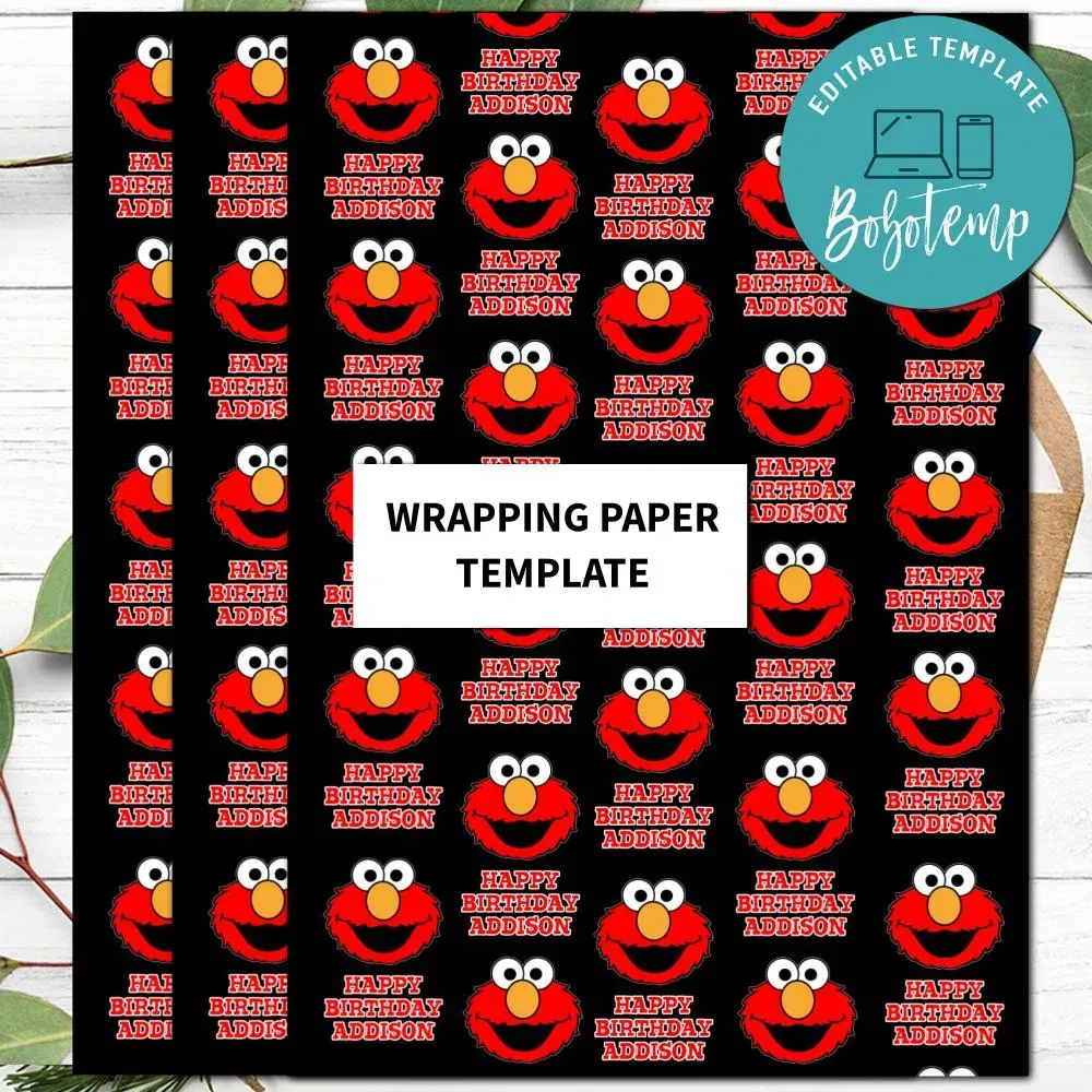 Elmo Wrapping Paper Template to Print at Home DIY | Bobotemp