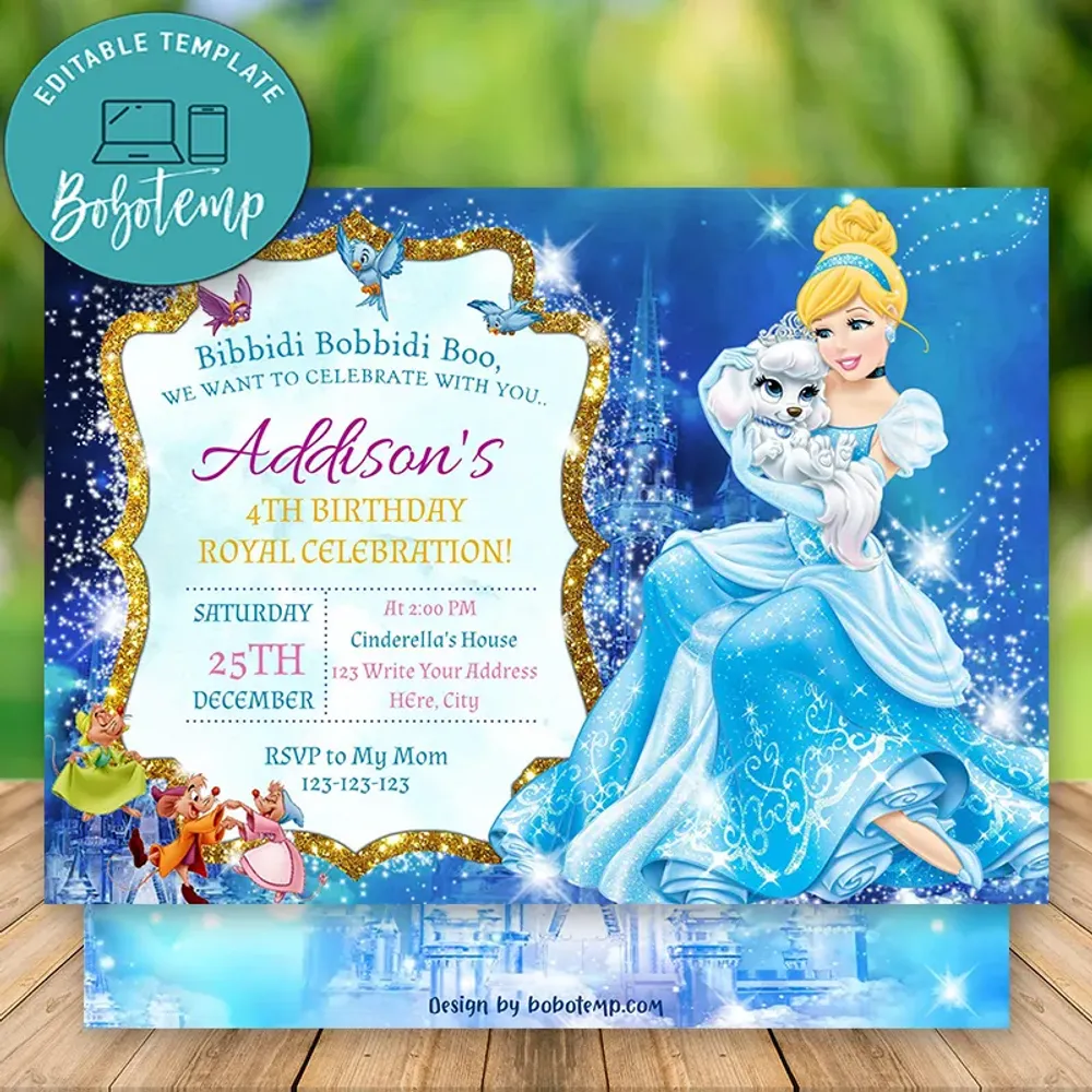 Editable Disney Cinderella Invitation Instant Download | Bobotemp